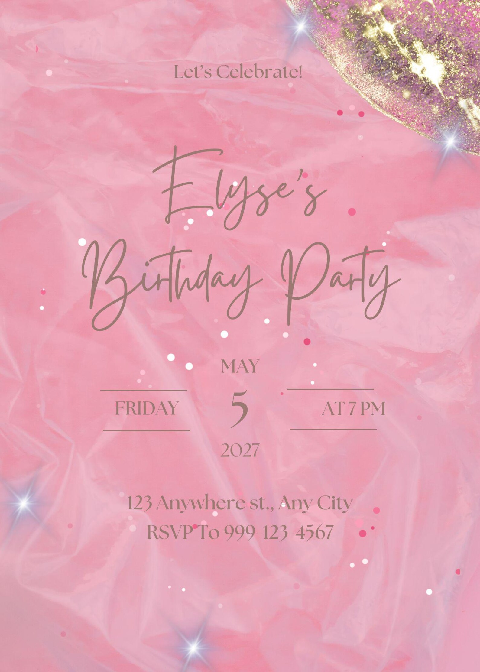 Pretty in Pink Birthday Invitation - Etsy