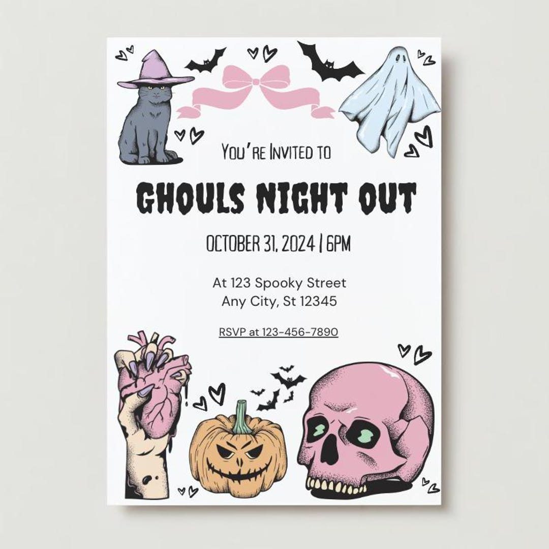 Editable Ghouls Night Spooktacular Halloween Party Invitation Template ...