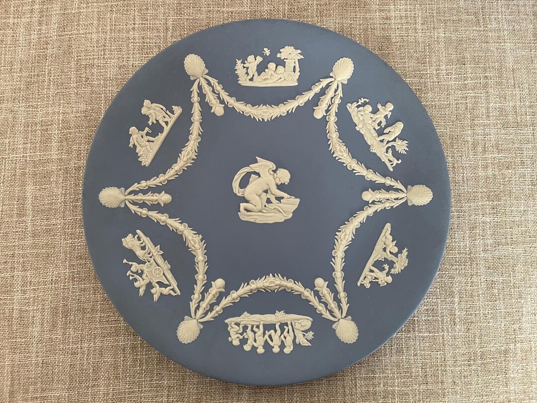 Vintage Wedgwood Blue Jasperware Plate - Etsy