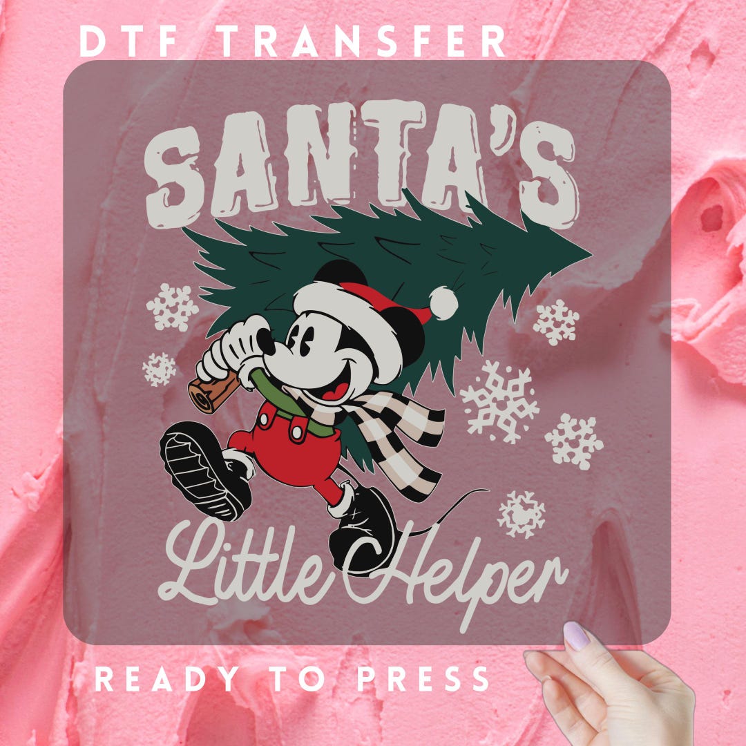 Santa's Little Helper Disney DTF, Disney Family Christmas Tee,ready to ...