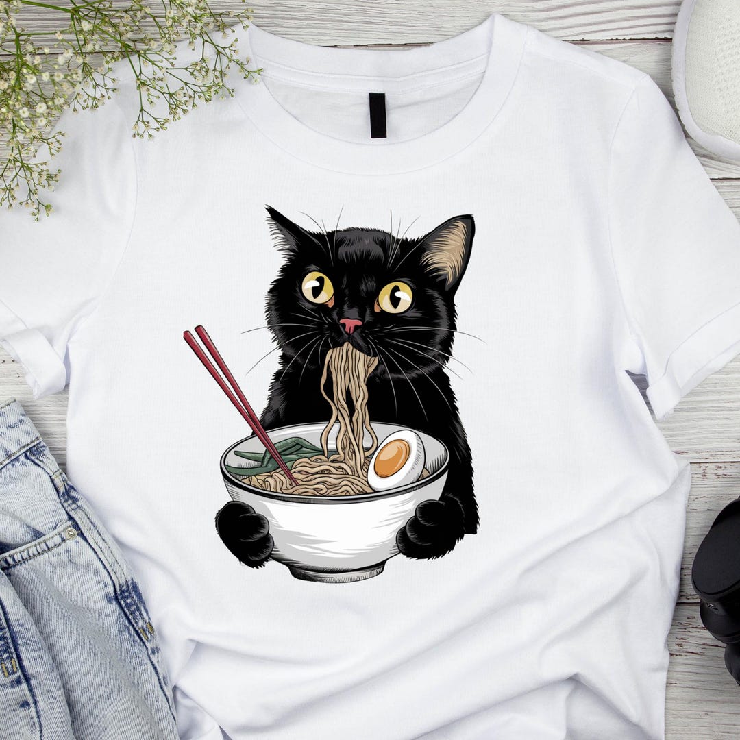 Noodle Cat DTF, Ready to Press, Custom Heat Transfer, Tiktok Meme ...