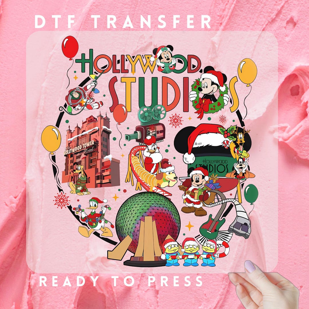 Hollywood Studios DTF, Disney Family Christmas Tee, Ready Press, Custom Heat Transfer, Popular ...