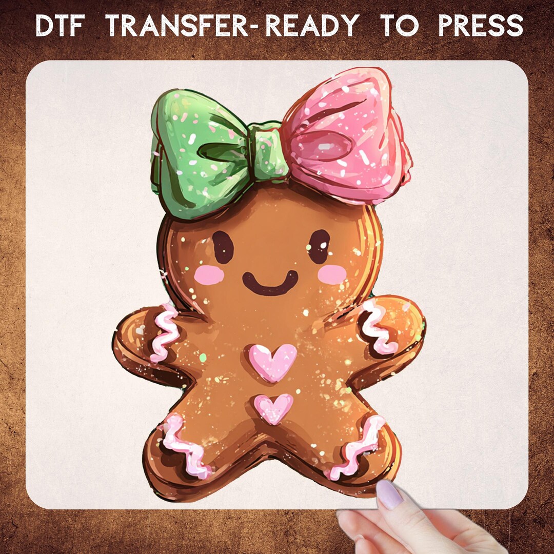 Cute Gingerbread Girl DTF Transfer, Christmas Cookie Shirt Print ...