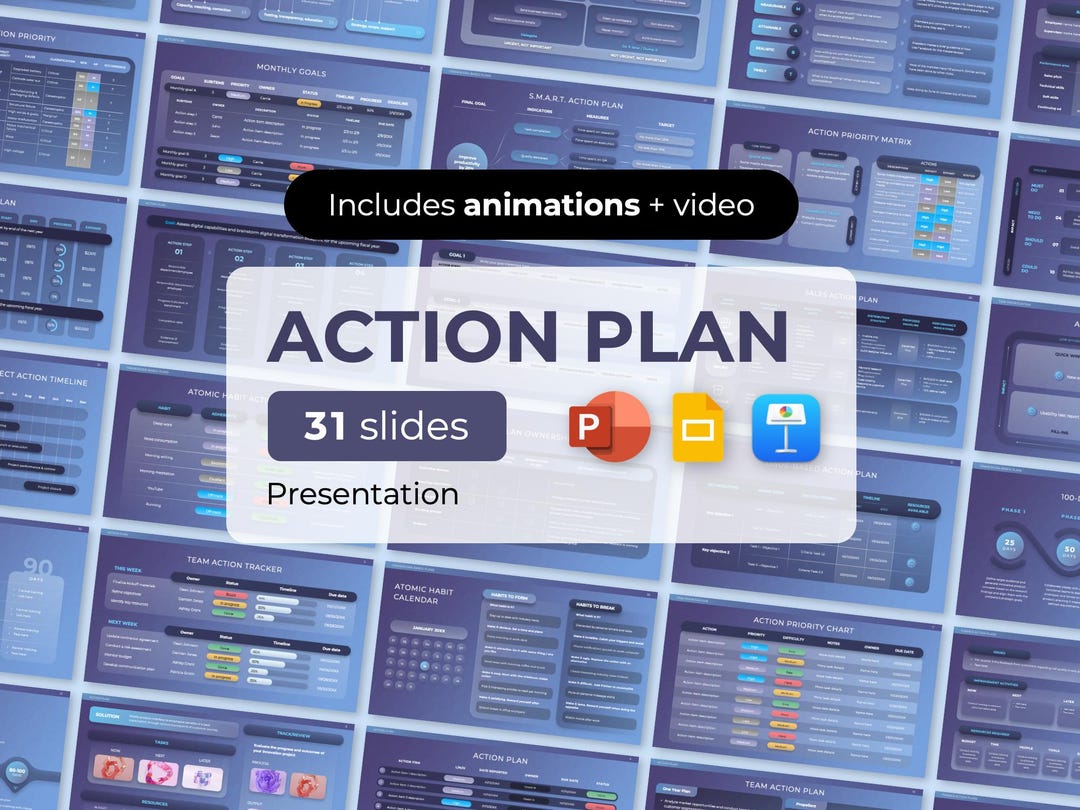 Action Plan Multipurpose presentation template, editable, animated Task ...