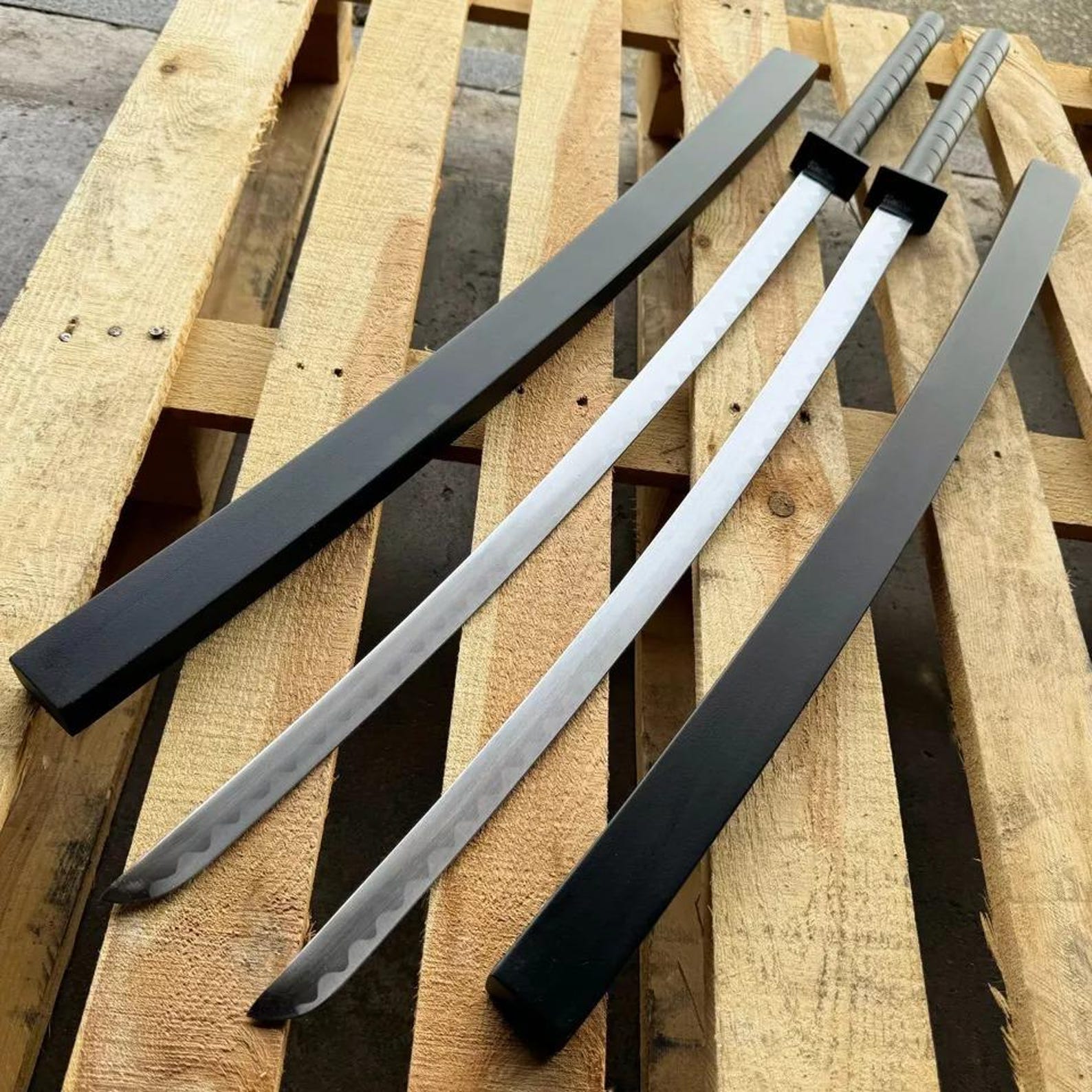 2 PC Double Twin Ninja Samurai Sword, Samurai Twin Katana Set Carbon ...