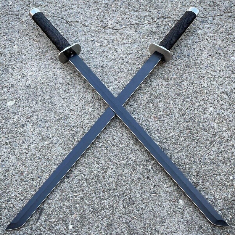 2 PC Double Twin Ninja Samurai Sword, Samurai Twin Katana Set Carbon ...