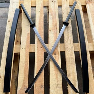 2 PC Double Twin Ninja Samurai Sword, Samurai Twin Katana Set Carbon ...
