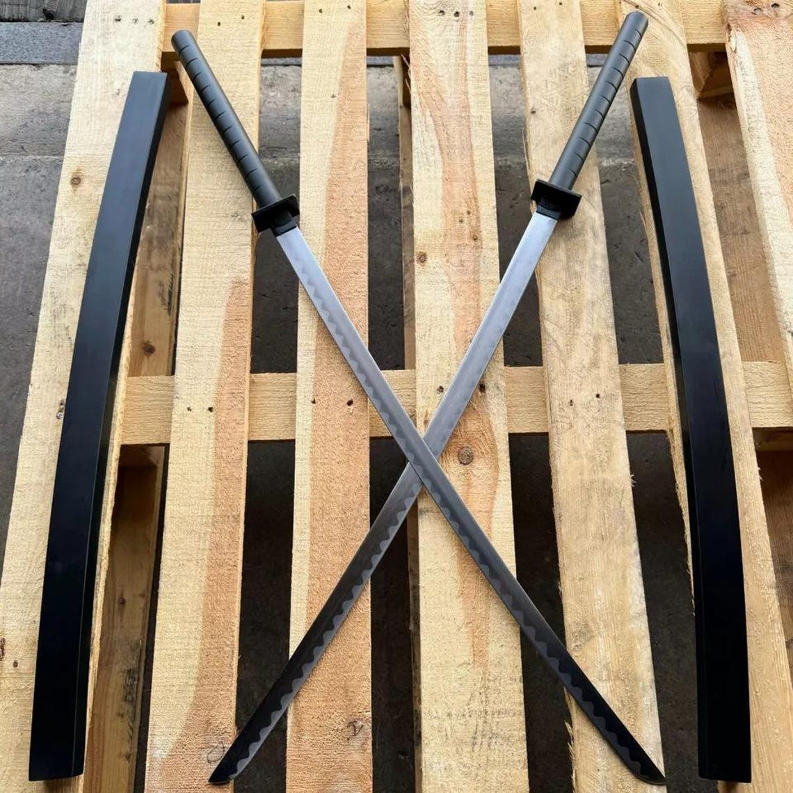 2 PC Double Twin Ninja Samurai Sword, Deadpool Samurai Twin Katana Set ...