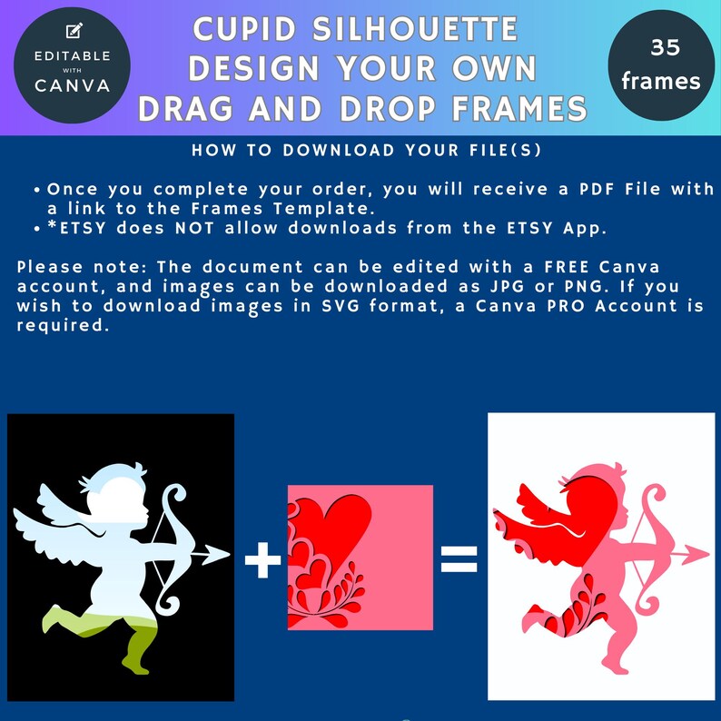CANVA FRAMES Bundle of Cupid Heart Valentine Love Designs, 35 Frames ...