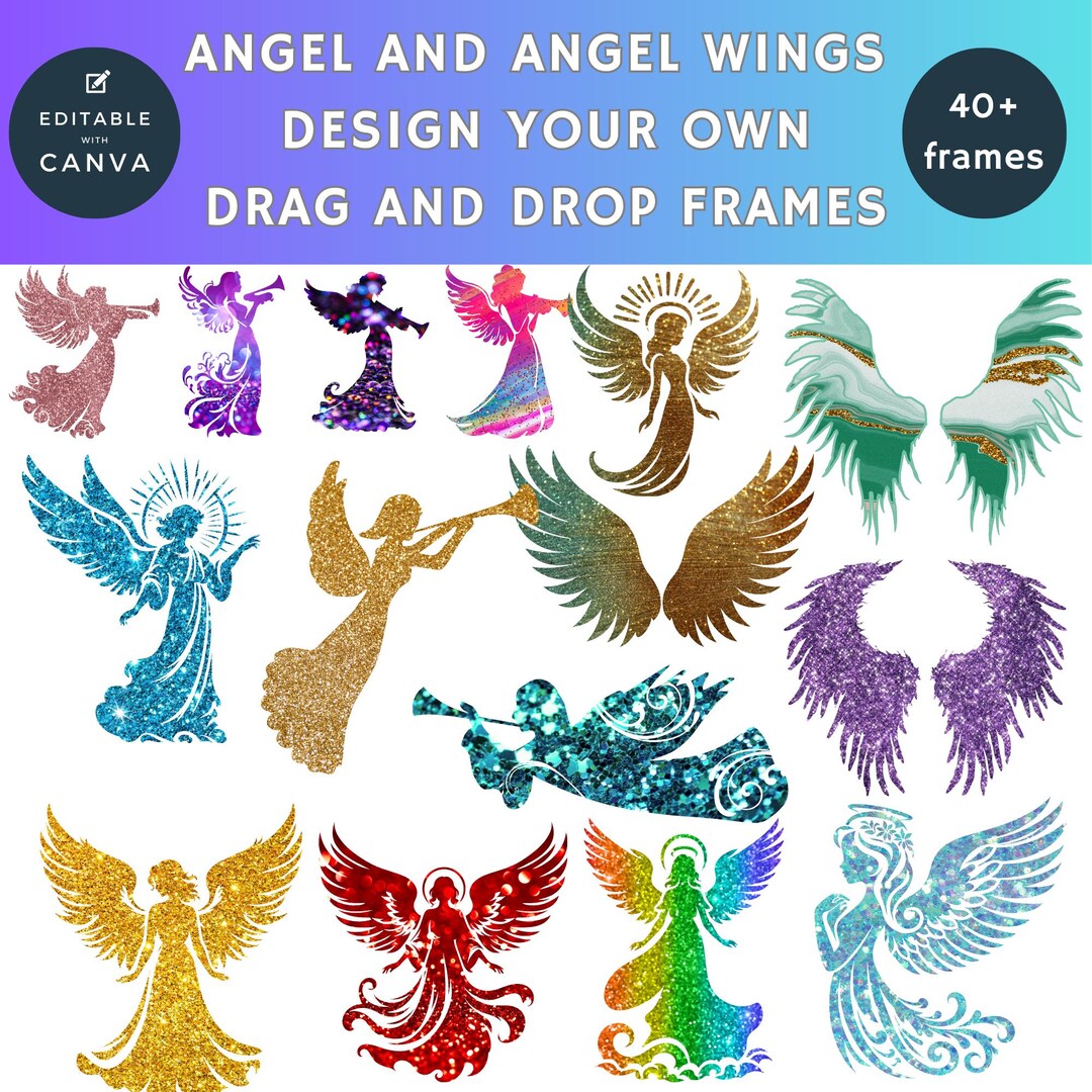 CANVA FRAMES - 40+ Beautiful Angel and Angel Wing Designs! Angelic ...