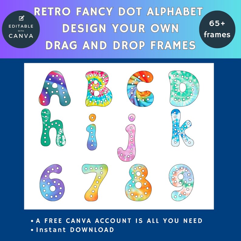 CANVA FRAMES Bundle of Retro Fancy Dot ALPHABET Designs, Upper, Lower ...