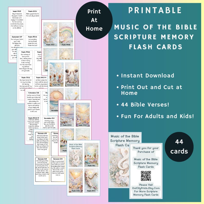BIBLE VERSE MEMORY Flash Cards, Music of the Bible (psalms and More ...