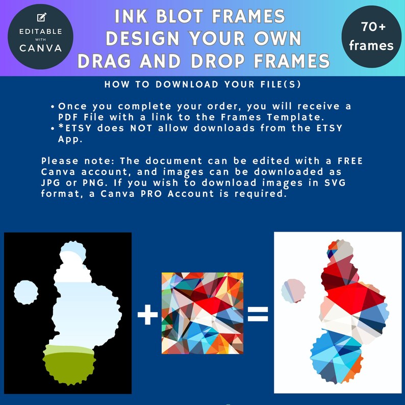 Editable in CANVA FRAMES Bundle of Over 70 Unique Ink Blot Distressed ...