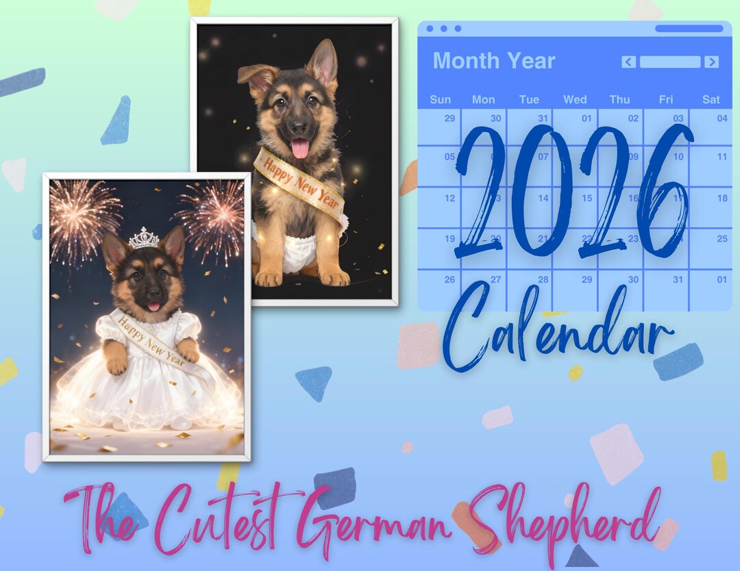 German Shepherd 2026 Printable Calendar | German Shepherd Dog Portraits ...