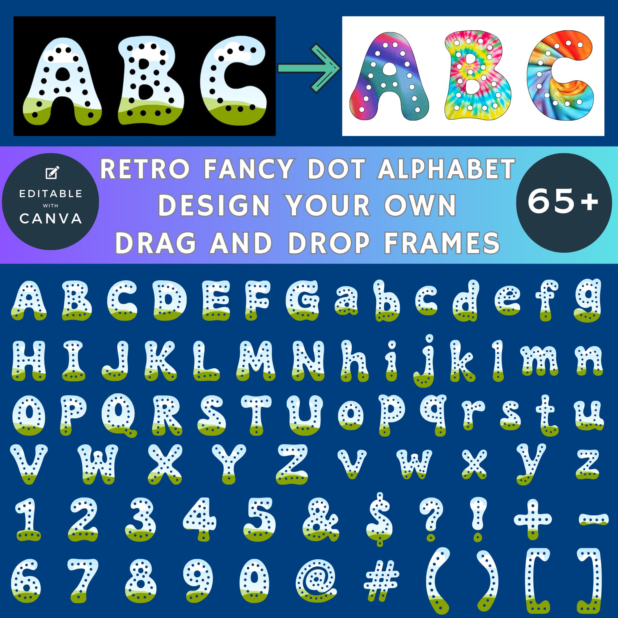 CANVA FRAMES Bundle of Retro Fancy Dot ALPHABET Designs, Upper, Lower ...