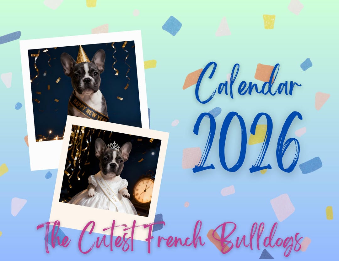 French Bulldog 2026 Printable Calendar | Frenchie Dog Portraits | One ...