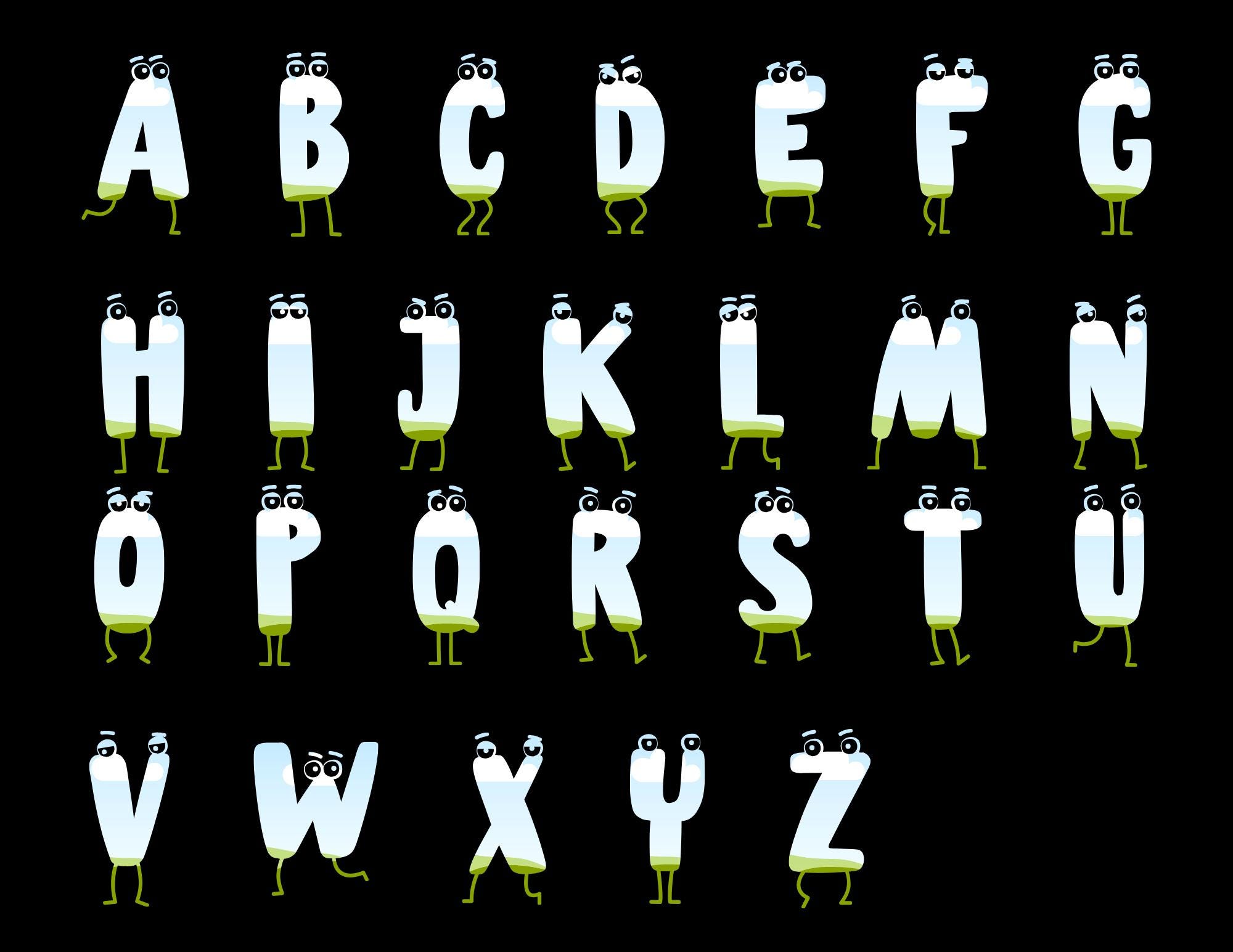 CANVA FRAMES Bundle of Walking Letters ALPHABET Designs, Upper Case ...