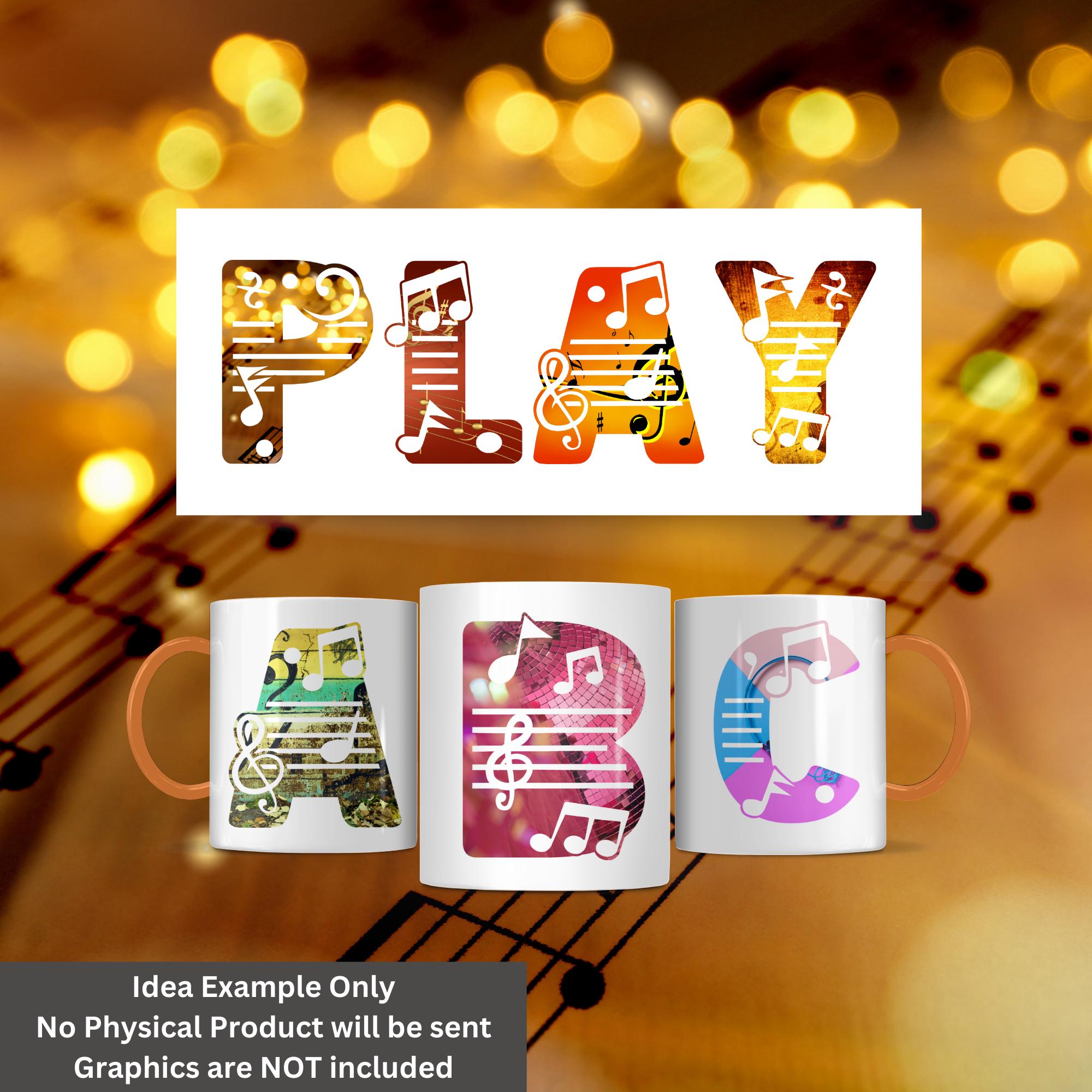 CANVA FRAMES Bundle of Music Melody ALPHABET Designs, Upper Case ...