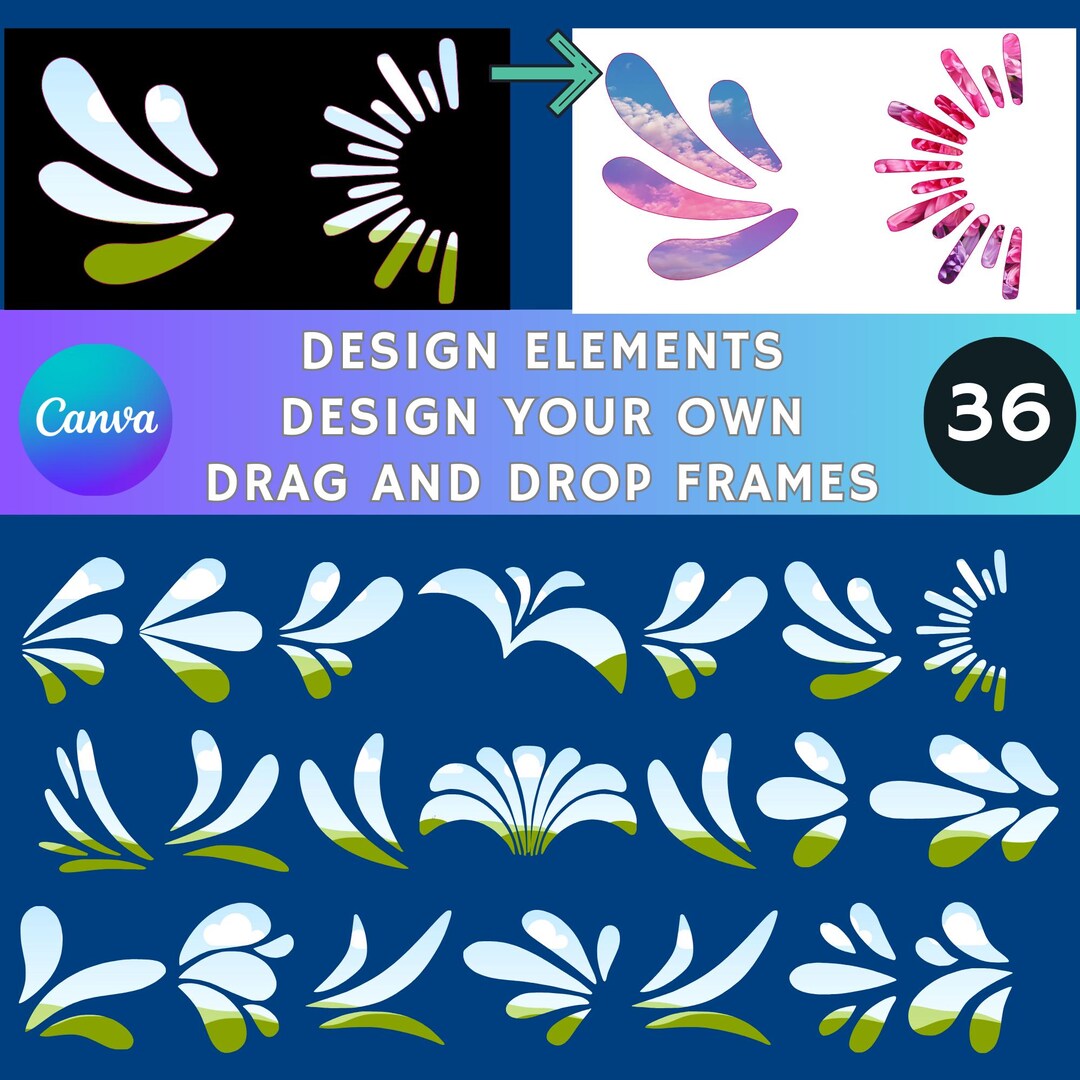 CANVA FRAMES HUGE Bundle of 36 Design Element Frame Designs, Easy Drag ...