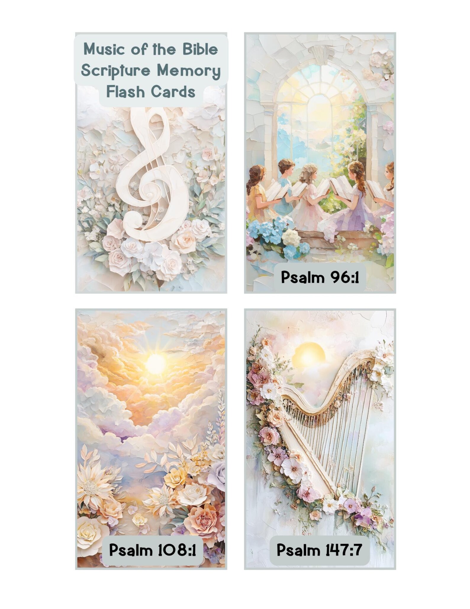 BIBLE VERSE MEMORY Flash Cards, Music of the Bible (psalms and More ...