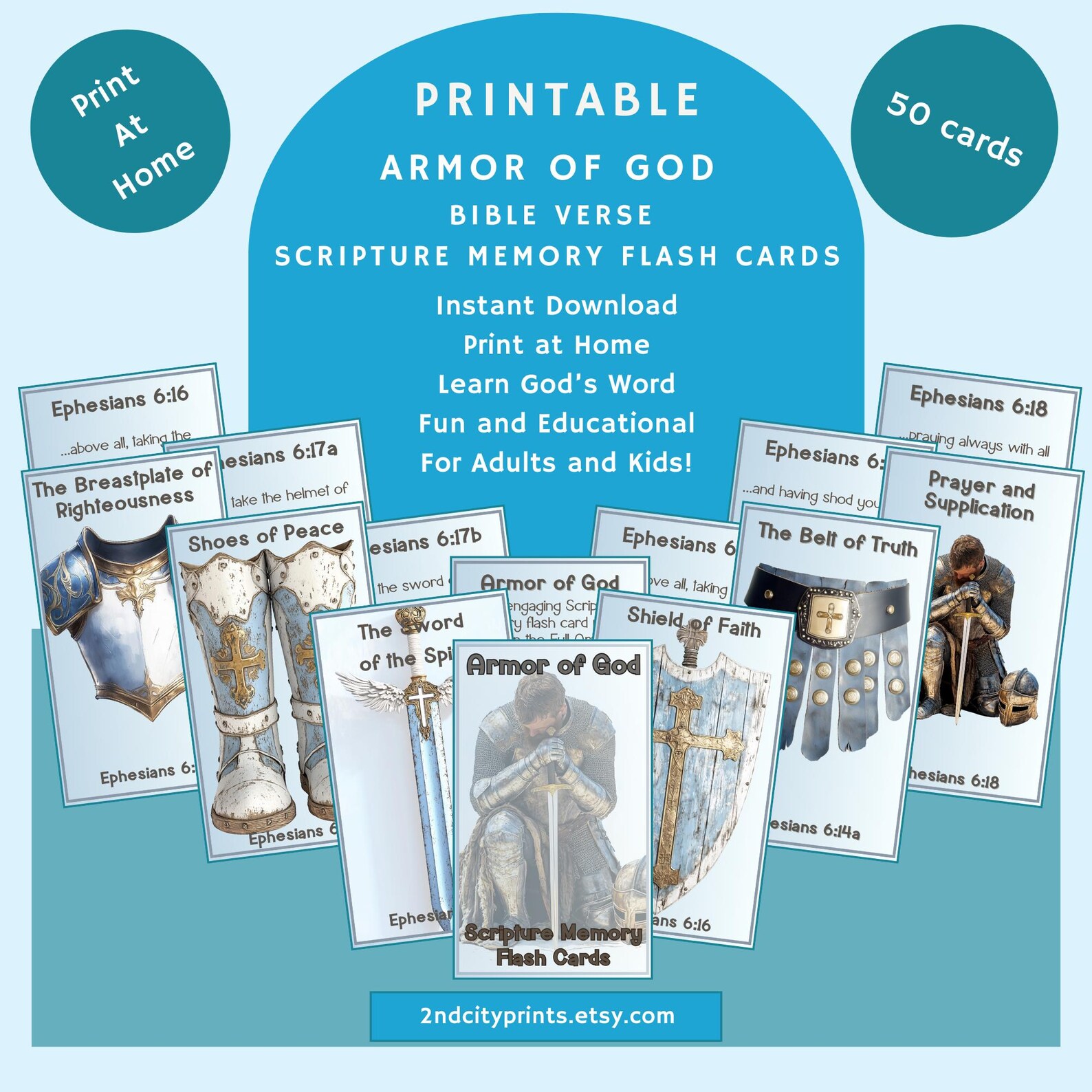 BIBLE VERSE MEMORY Flash Cards, Whole Armor of God Eph. 6 and Related ...