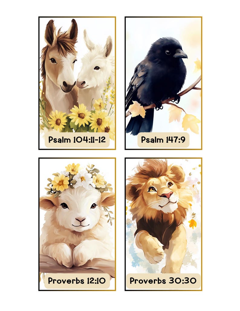 BIBLE VERSE MEMORY Flash Cards, Animals of the Bible (beyond Noah's Ark ...