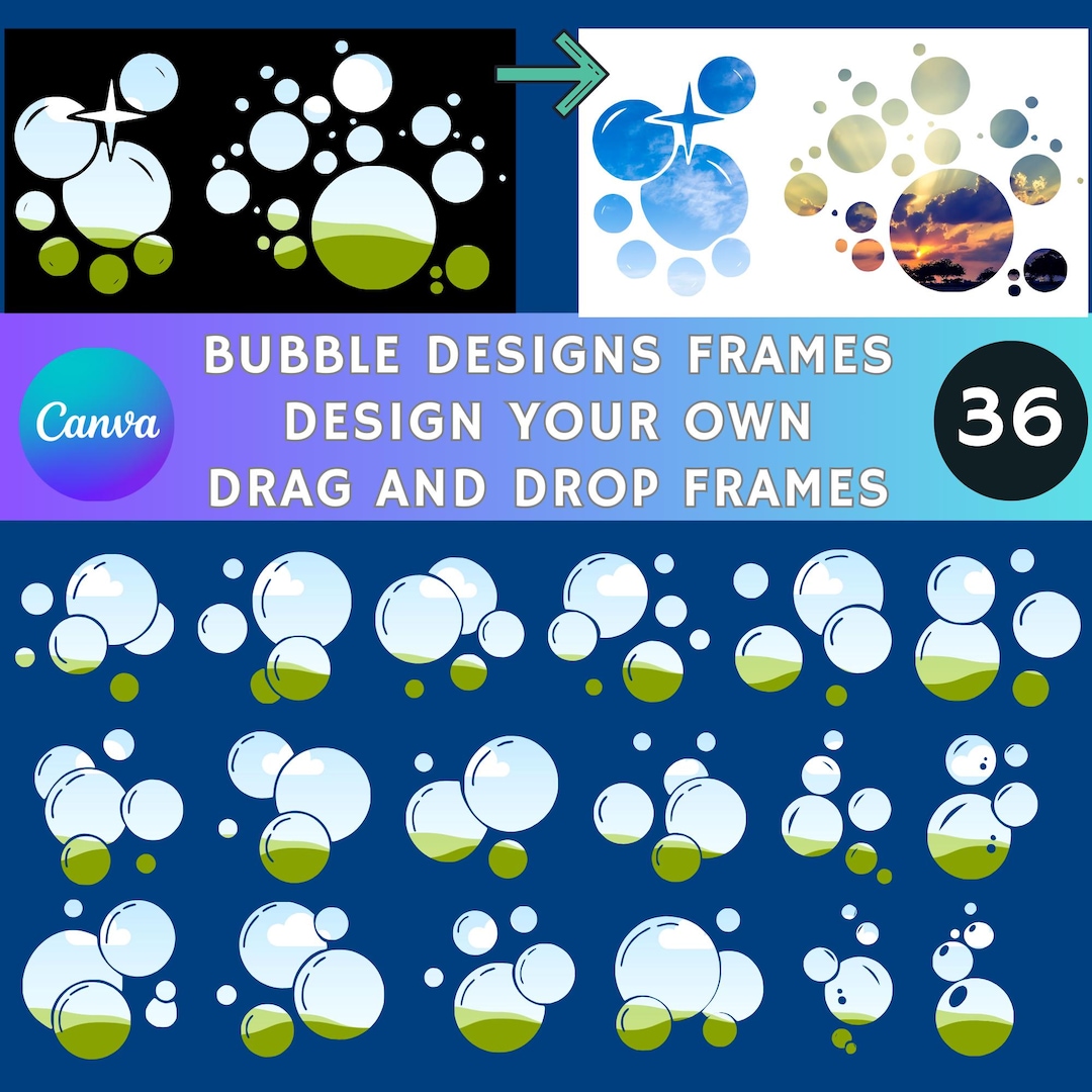 CANVA FRAMES HUGE Bundle of 36 Bubble-shaped Designs, Fun Craft, Easy ...