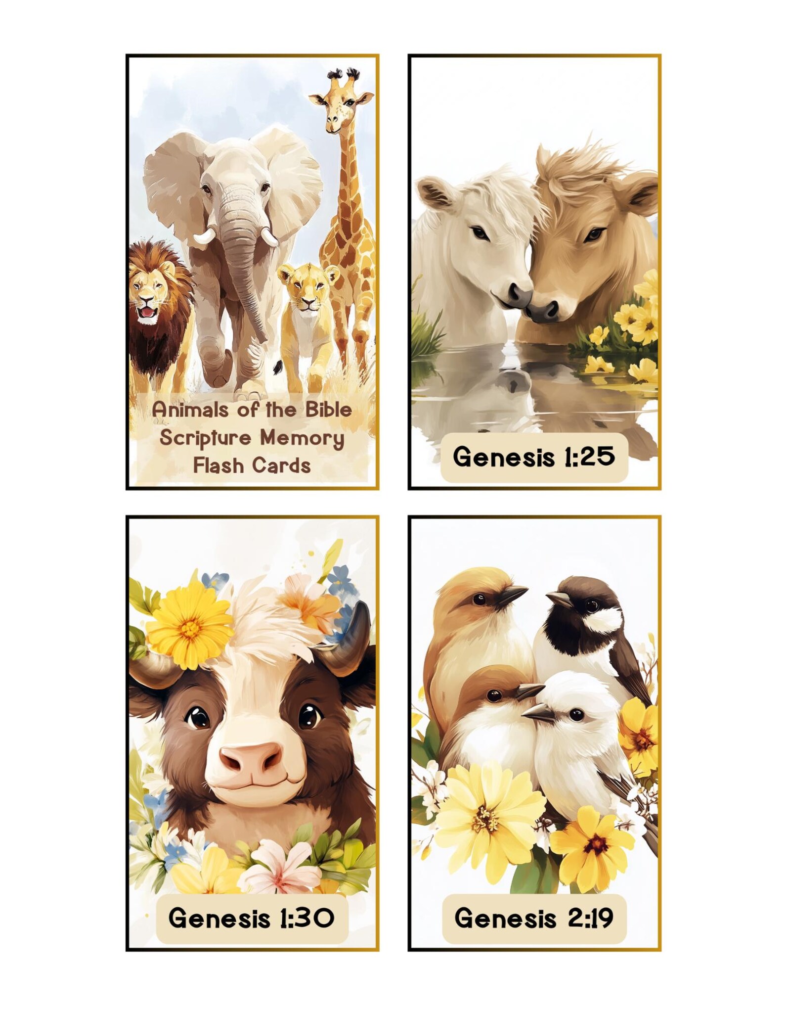 BIBLE VERSE MEMORY Flash Cards, Animals of the Bible (beyond Noah's Ark ...
