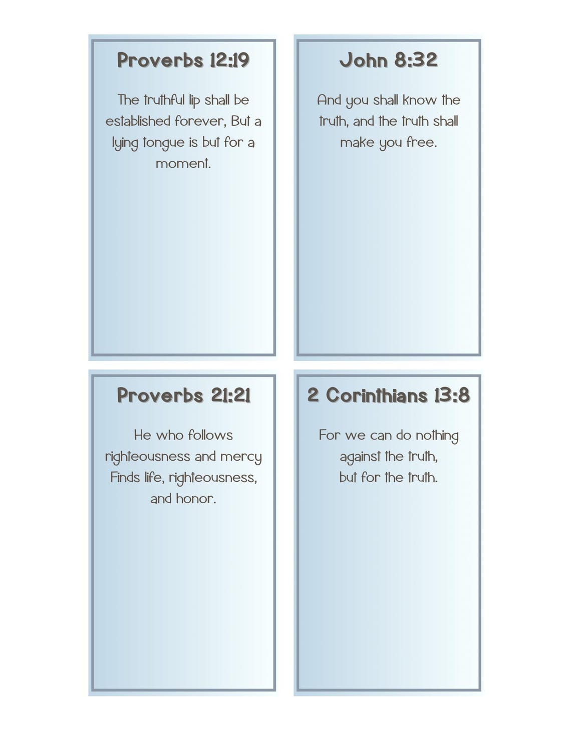 BIBLE VERSE MEMORY Flash Cards, Whole Armor of God Eph. 6 and Related ...