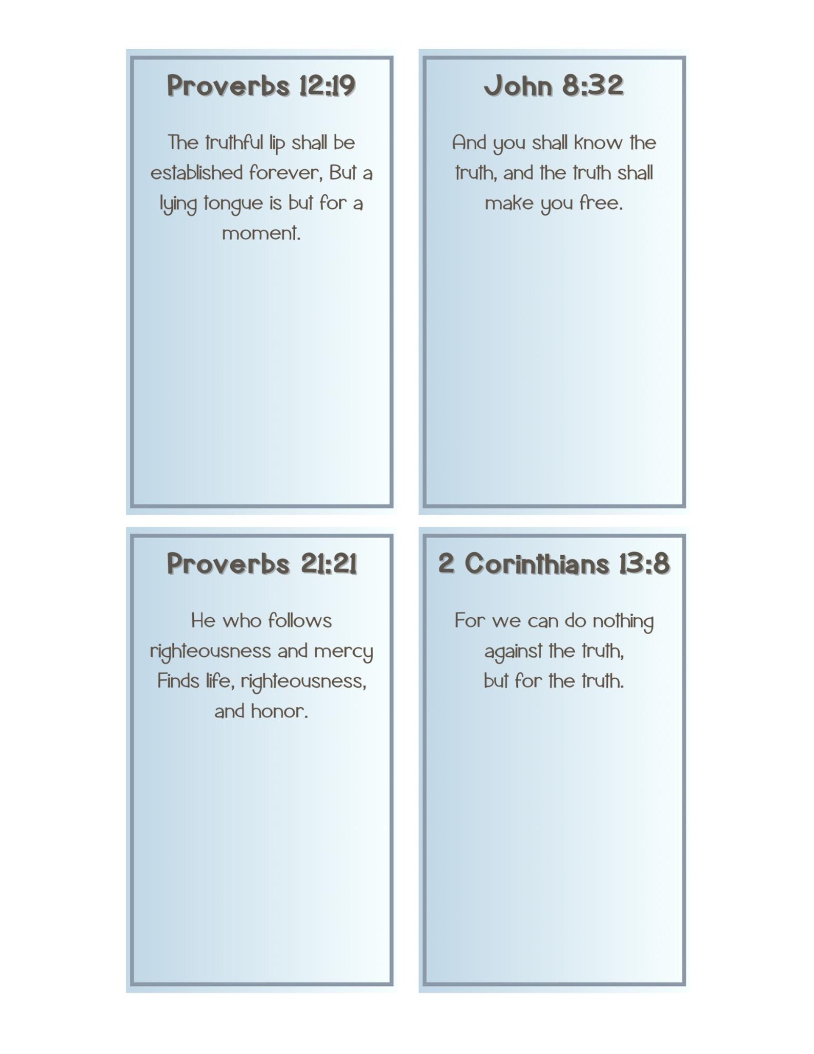 BIBLE VERSE MEMORY Flash Cards, Whole Armor of God Eph. 6 and Related ...