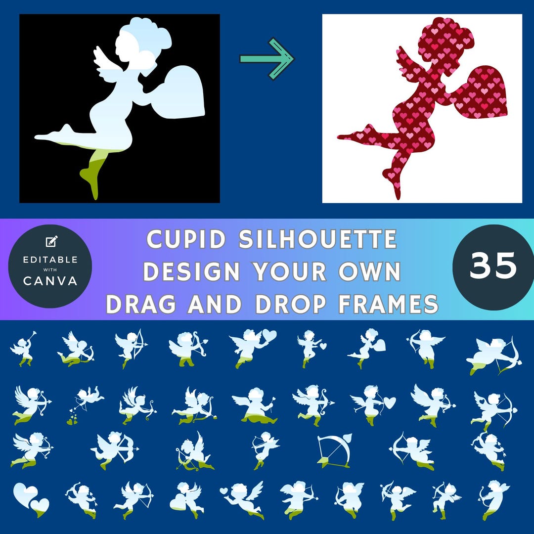 CANVA FRAMES Bundle of Cupid Heart Valentine Love Designs, 35 Frames ...