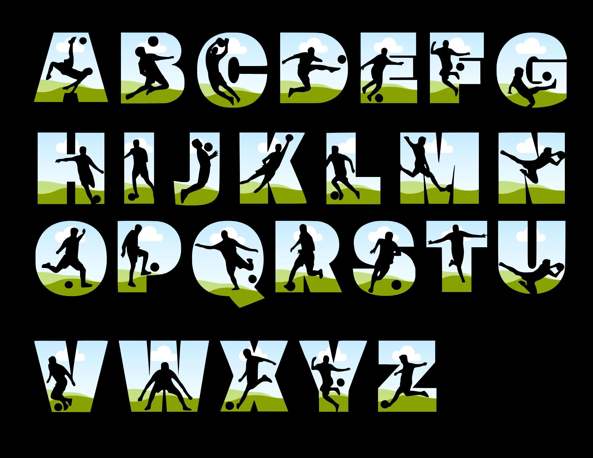 CANVA FRAMES Bundle of Soccer Football ALPHABET Sport Kick, Upper ...