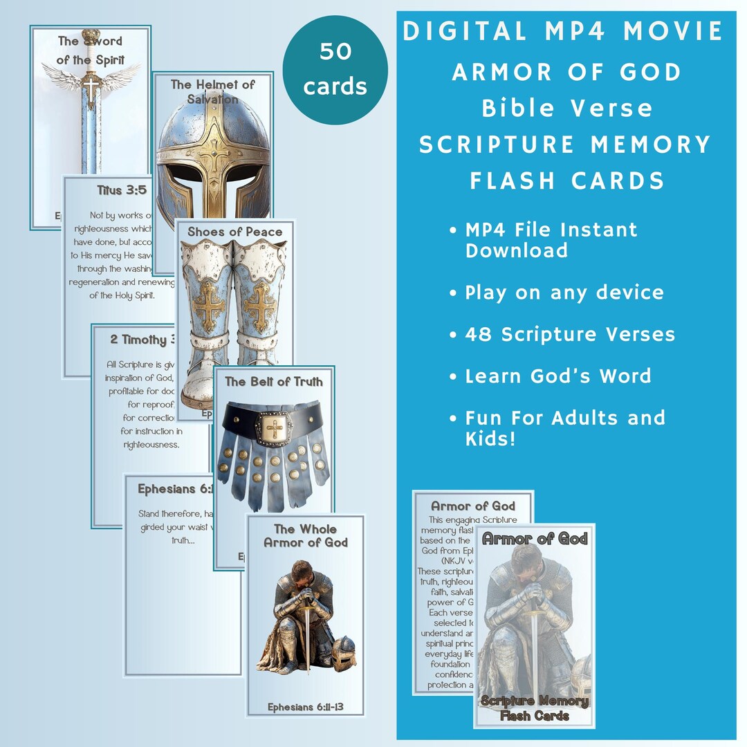 DIGITAL Video MP4 Bible Memory Flash Cards - Whole Armor of God, Eph 6 ...