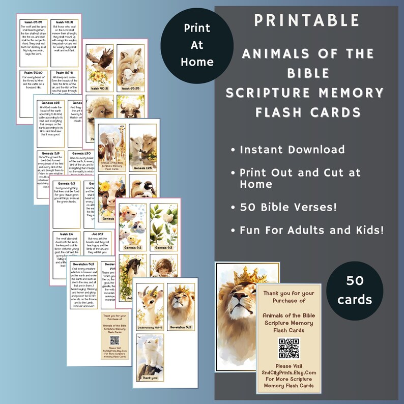 BIBLE VERSE MEMORY Flash Cards, Animals of the Bible (beyond Noah's Ark ...