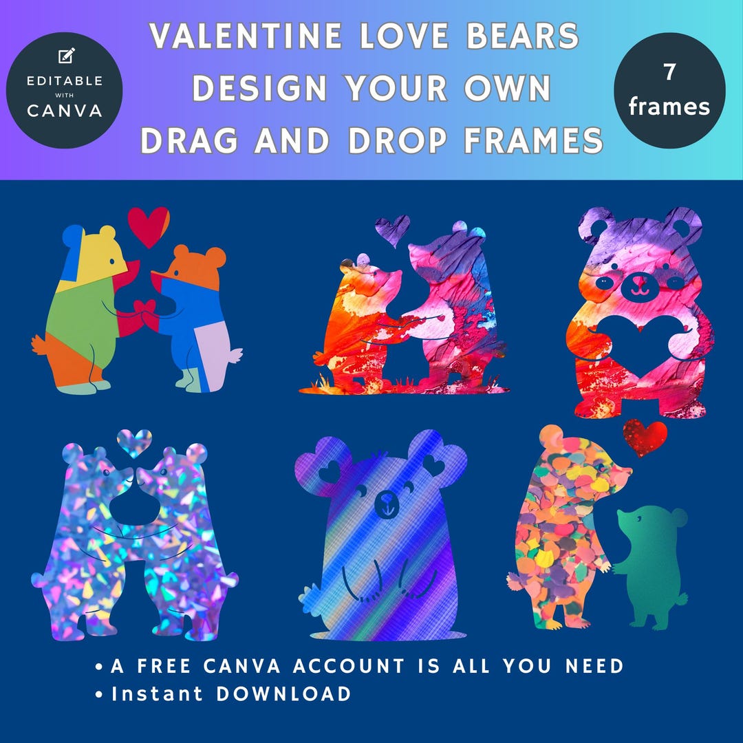 CANVA FRAMES - Valentine's Day Love Animal Couple Designs - Bears and ...