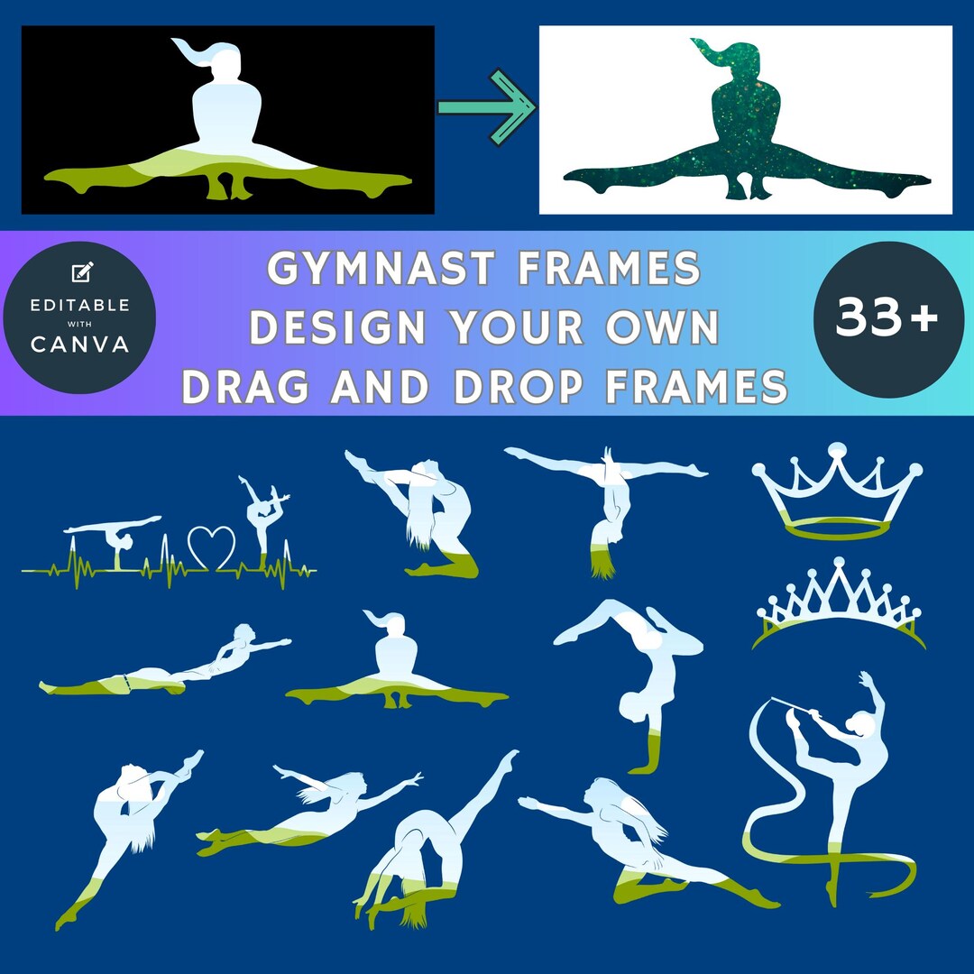 CANVA FRAMES GYMNAST Dance 33+ Designs! Huge Bundle Easy Drag+drop ...