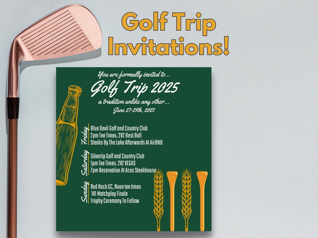 Golf Trip Invitation Poster - Editable in Canva for Golf Trip ...