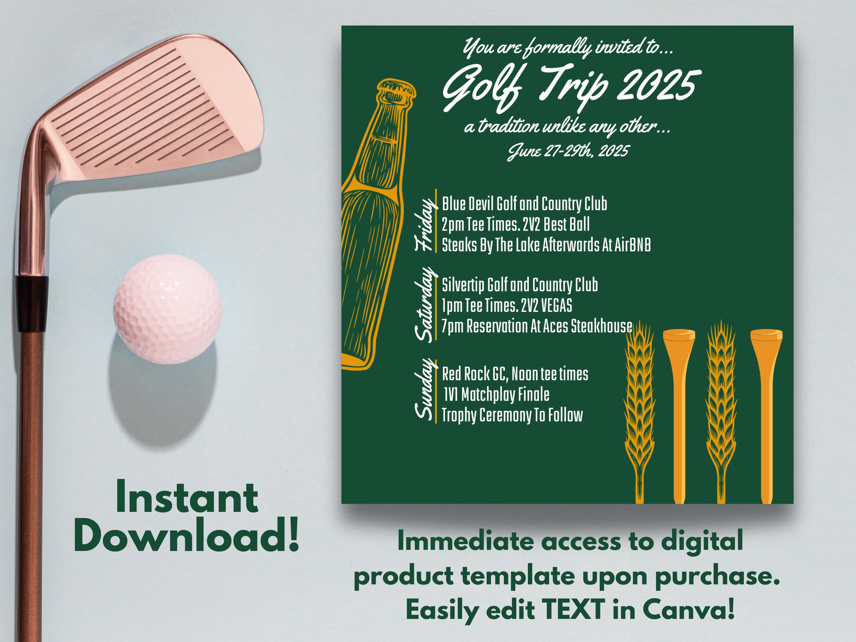 Golf Trip Invitation Poster - Editable in Canva for Golf Trip ...