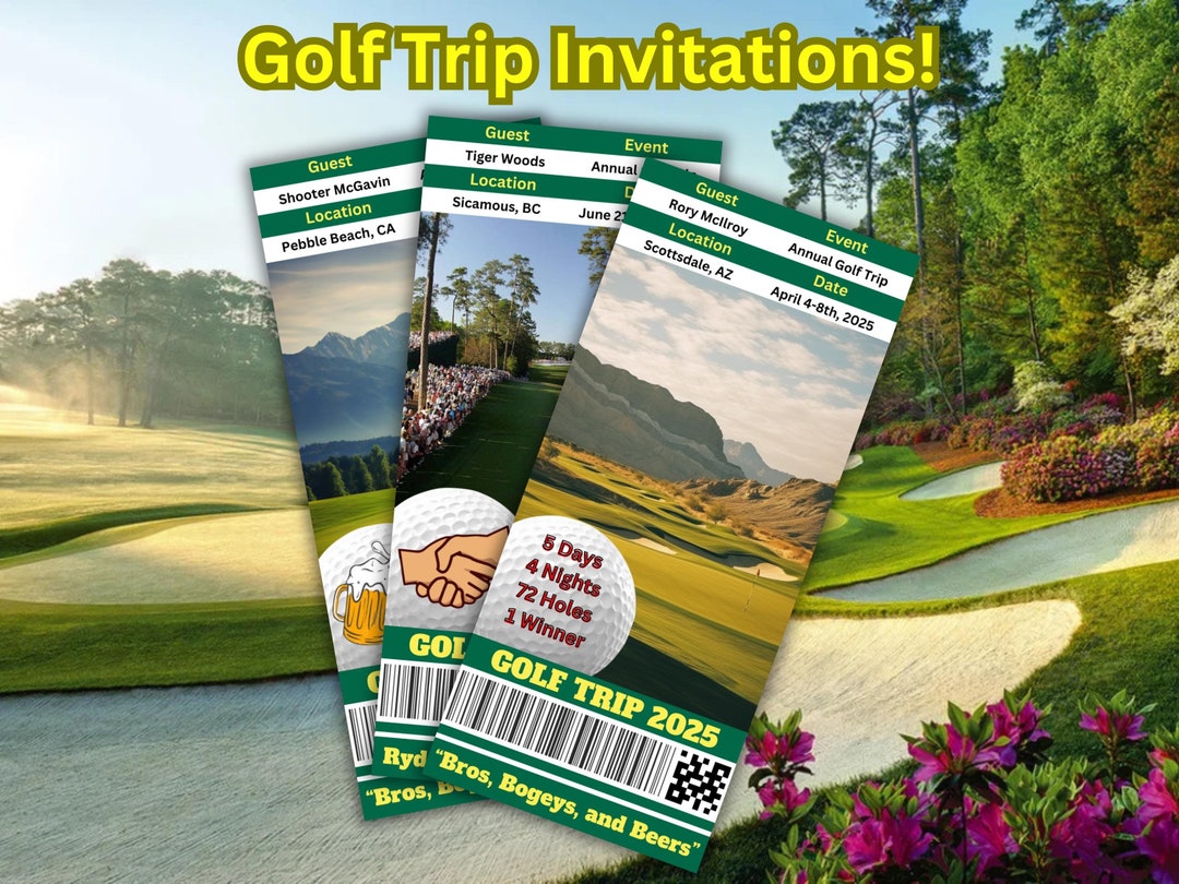 Golf Trip Invitations, Surprise Golf Outing Party. Invitations Ticket ...