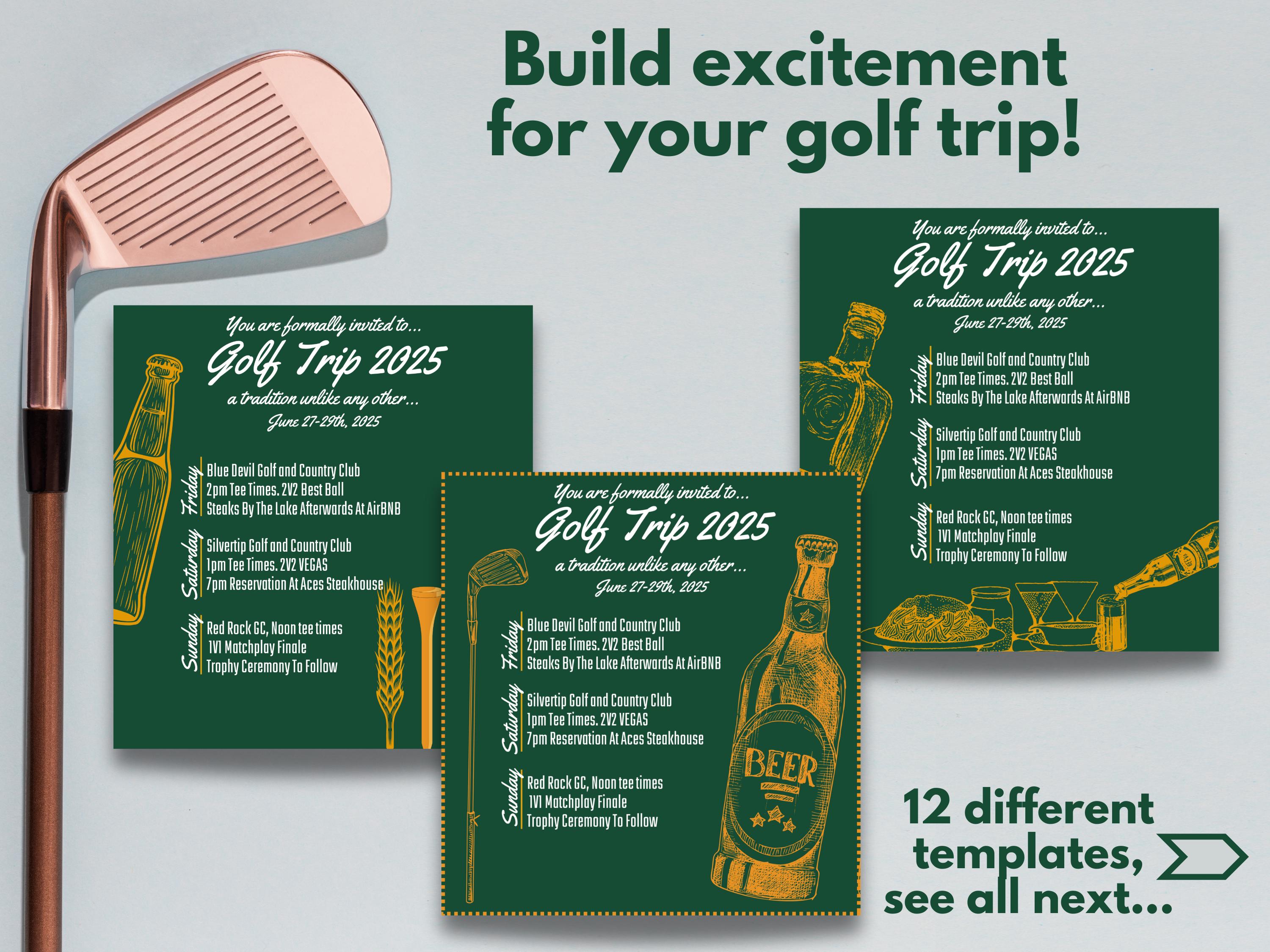 Golf Trip Invitation Poster - Editable in Canva for Golf Trip ...