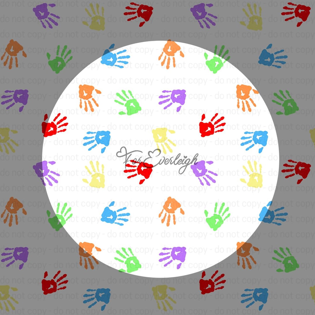 Minimalist Rainbow Handprint Seamless Pattern, Children’s Fingerpaint ...