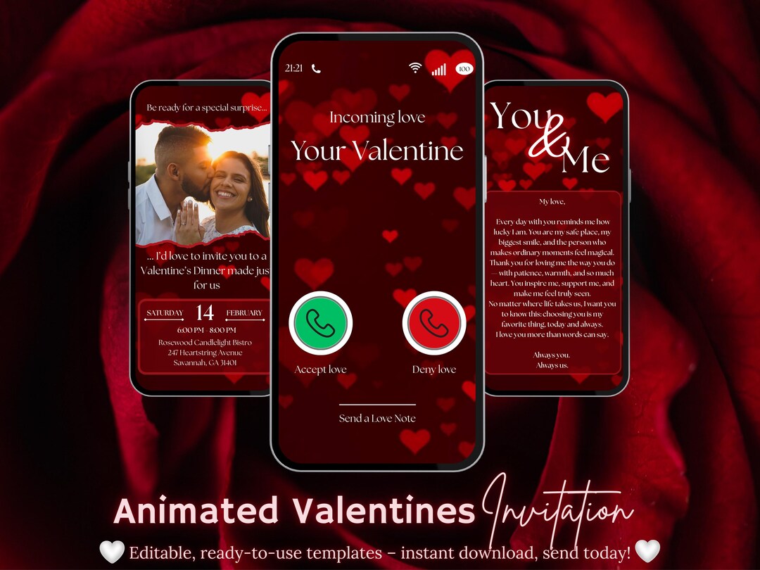 Editable Animated Valentines Day Video Invitation | Valentine's Day ...