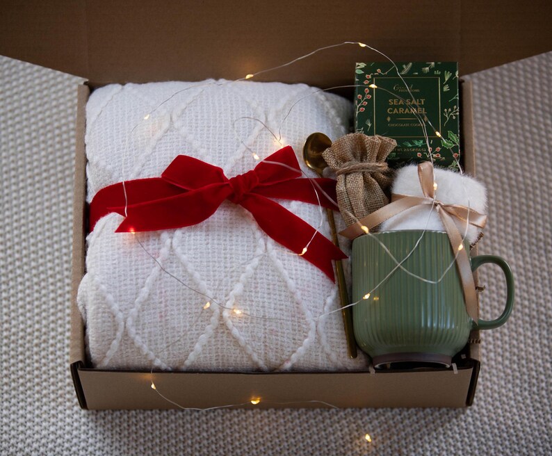 Warm and Cozy Gift Basket for Women, Cozy Gift Box With Blanket, Socks, Candle, Self Care Gift ...