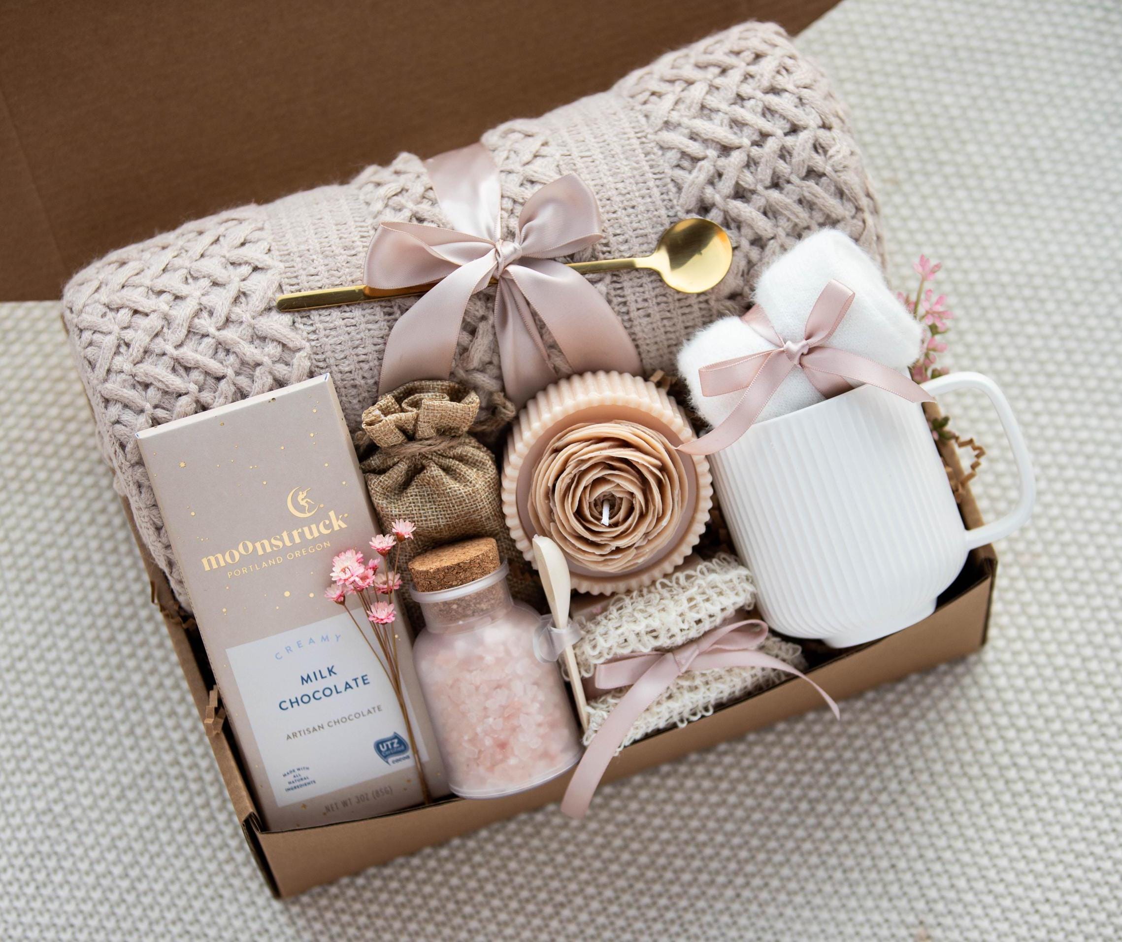 Self Care Gift Basket for Women, Cozy Gift Box With Blanket, Socks ...