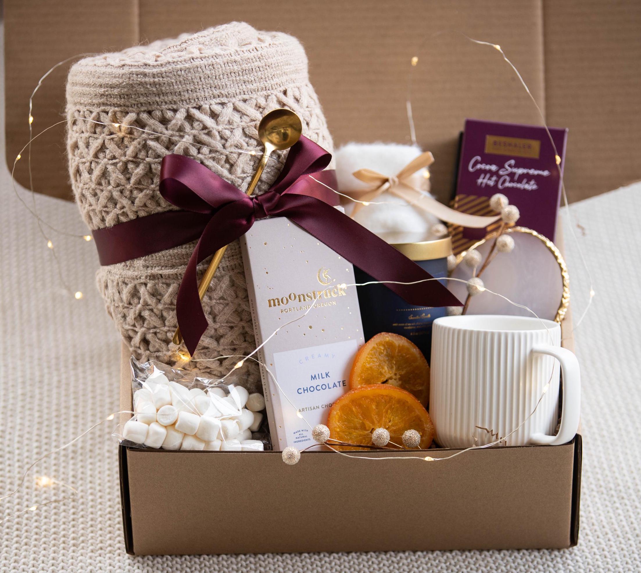 Gift Basket for Mom Gift Box for Women, Cozy Gift Box With Blanket ...