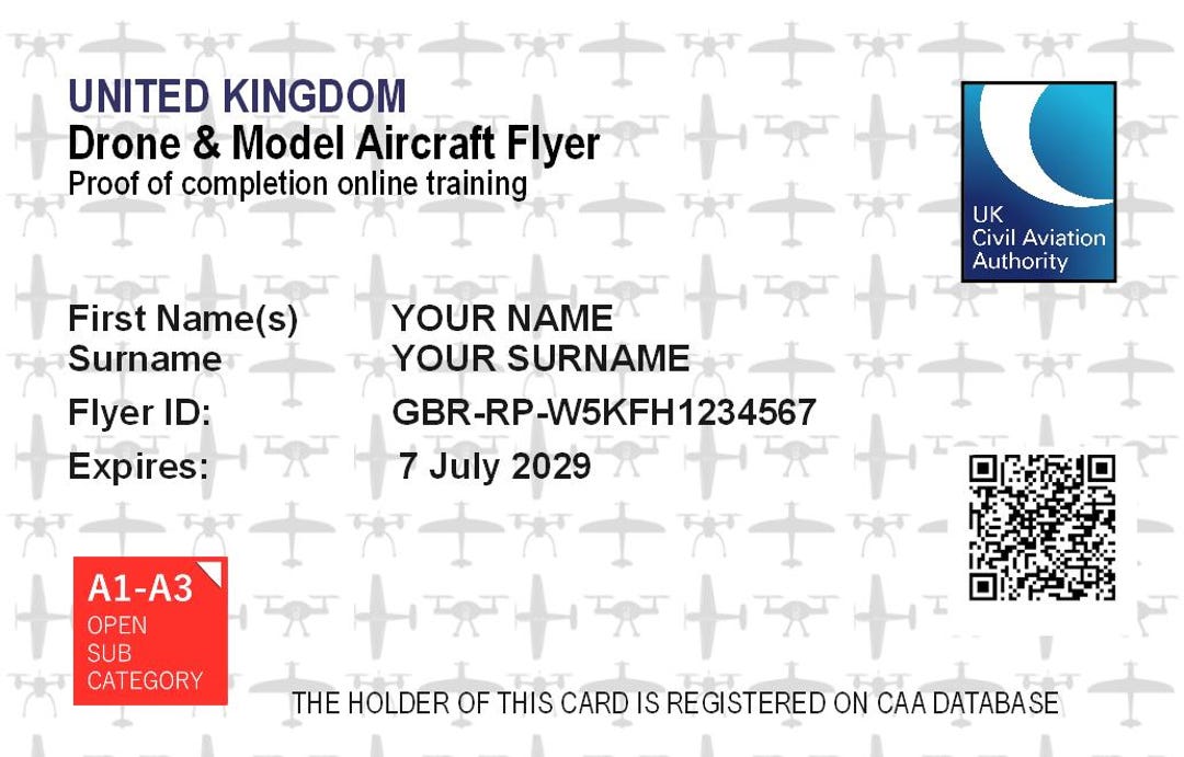 CAA Replica Drone Flyer ID Card Drone and Model Aircraft ID Card - Etsy UK