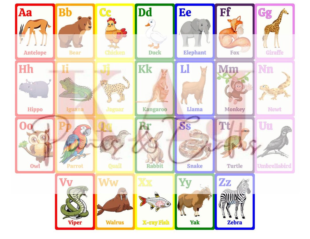 ABC Animal Flashcards – Educational Printable for Kids | A to Z Animal ...