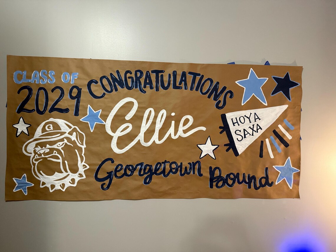 CUSTOM Graduation Hand Painted Brown Paper Banner - Etsy