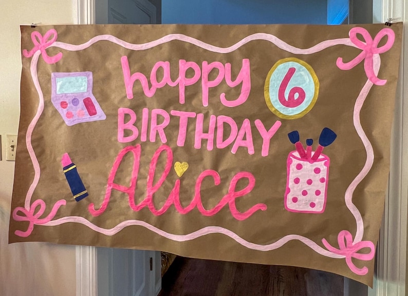 CUSTOM Hand Painted Brown Paper Banner - Etsy