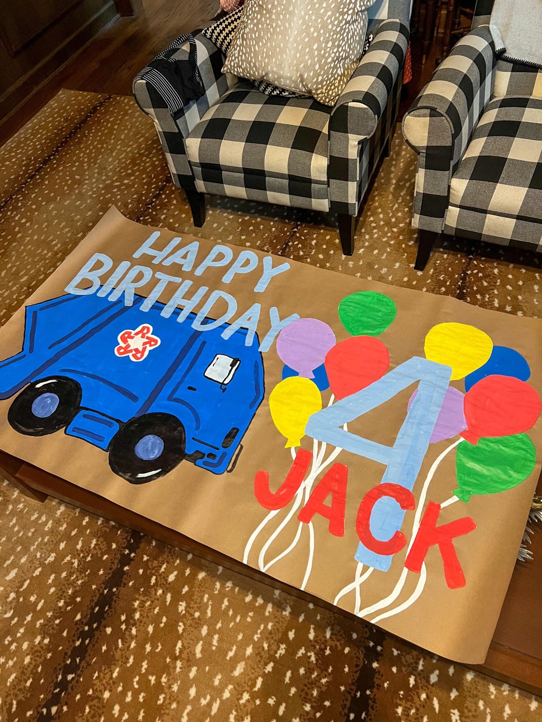 CUSTOM Hand Painted Brown Paper Birthday Banner - Etsy